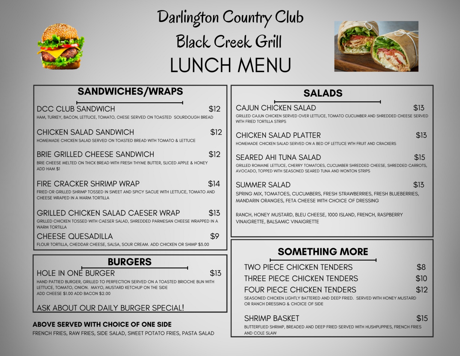 Menus - Darlington Country Club