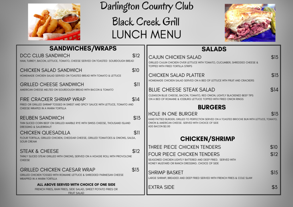 Menus - Darlington Country Club